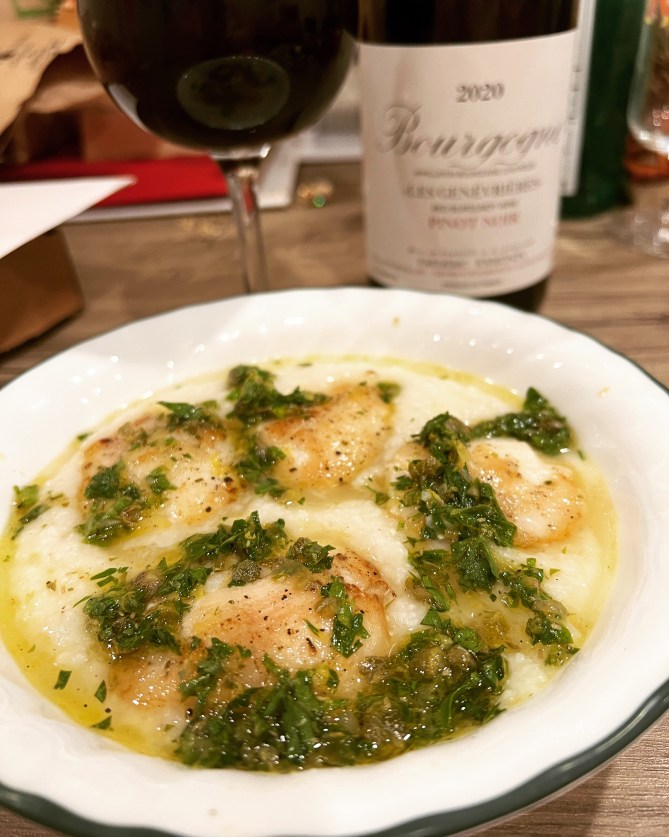 Cod Cheeks with Grits and Lemon-Caper Vinaigrette – Catie Cooks